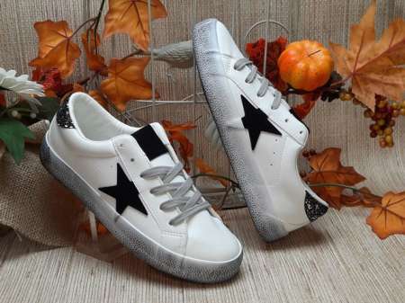 DEPORTE MUJER ESTRELLA NAPA BLANCO GRIS BLANCO NEGRO - Zapatos Low Cost